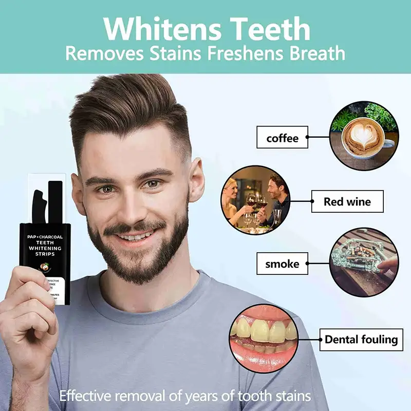 Pap+ Charcoal Teeth Whitening Strips - Lidercare