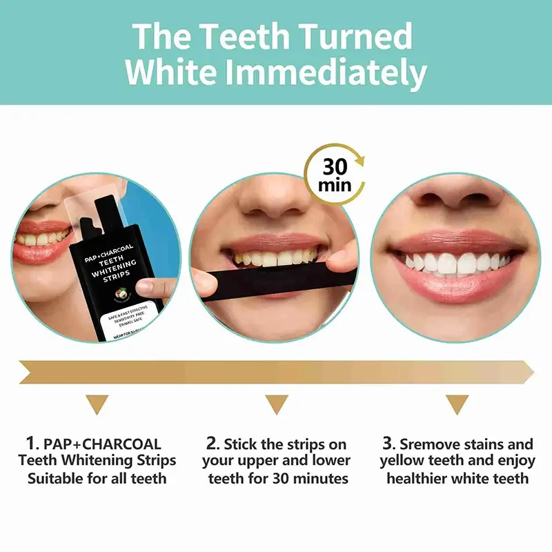 Pap+ Charcoal Teeth Whitening Strips - Lidercare